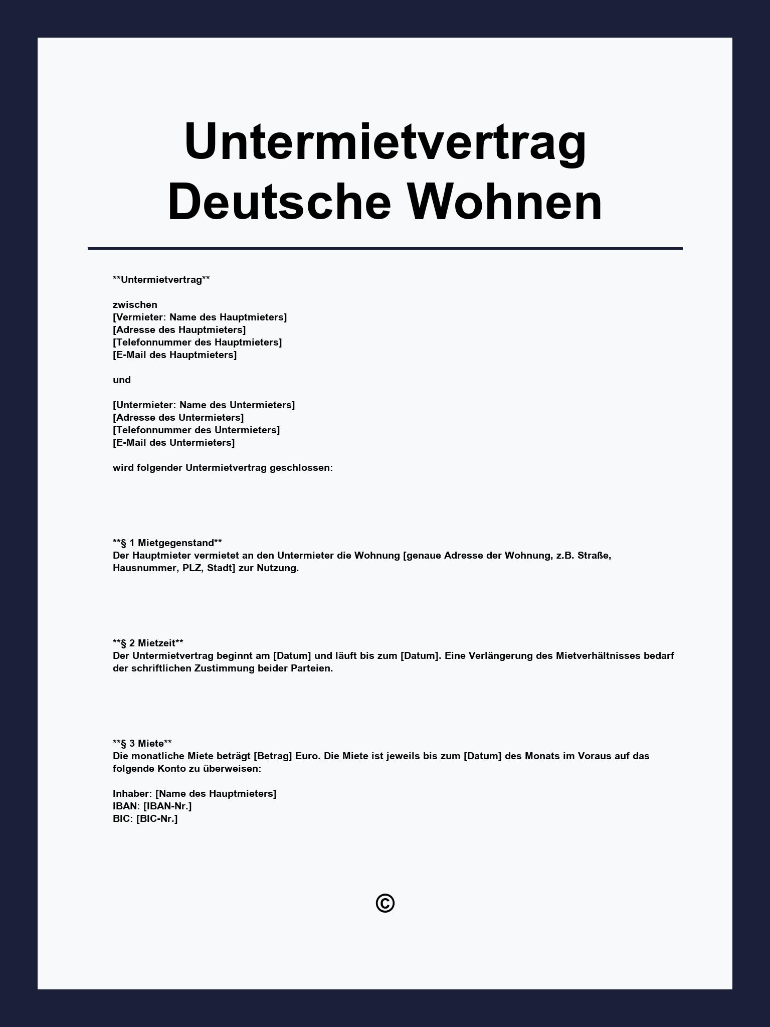 Untermietvertrag Deutsche Wohnen